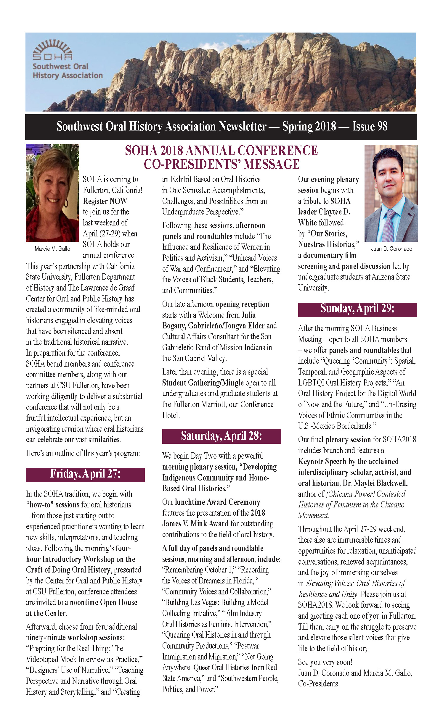 SOHA Newsletter Spring 2018 – Southwest Oral History Association