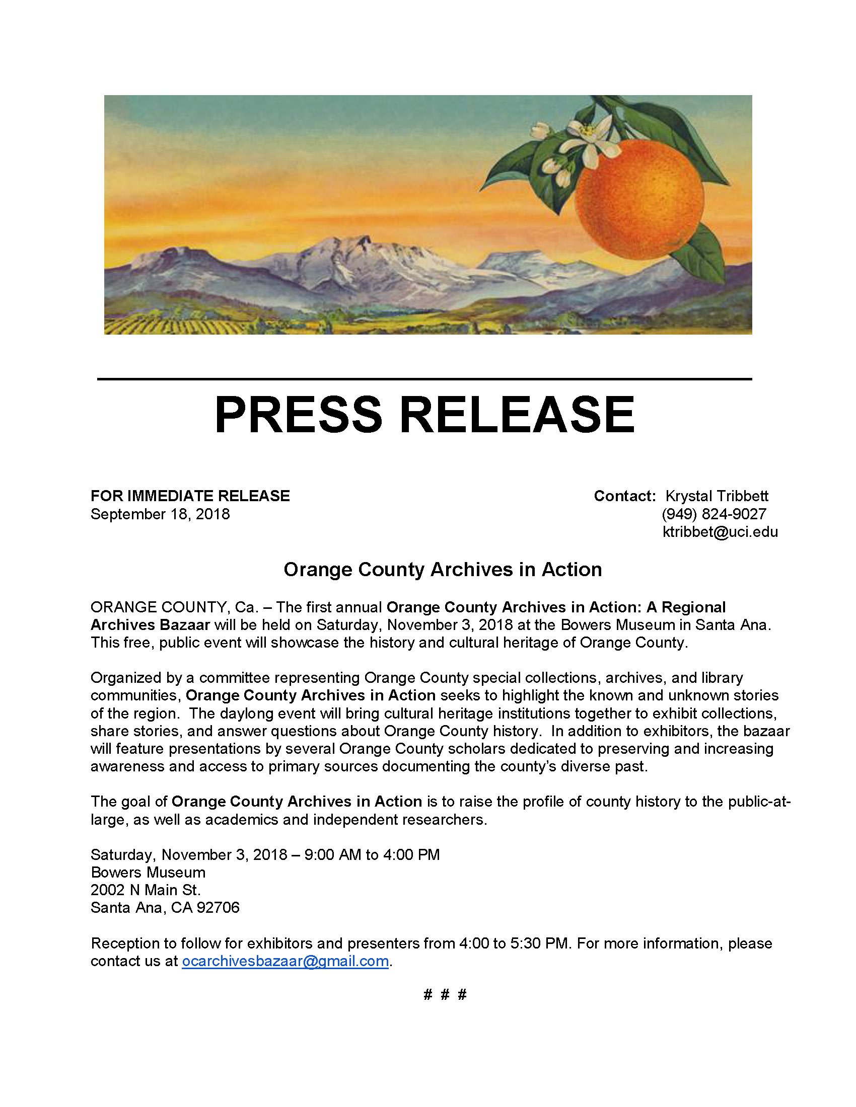 Orange County Archives in Action – Southwest Oral History Association